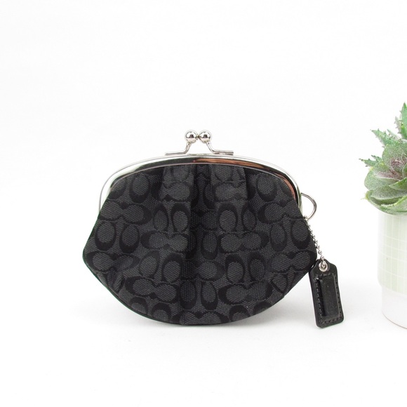Coach | Bags | Rare Coach Signature Framed Coin Change Purse Kisslock ...